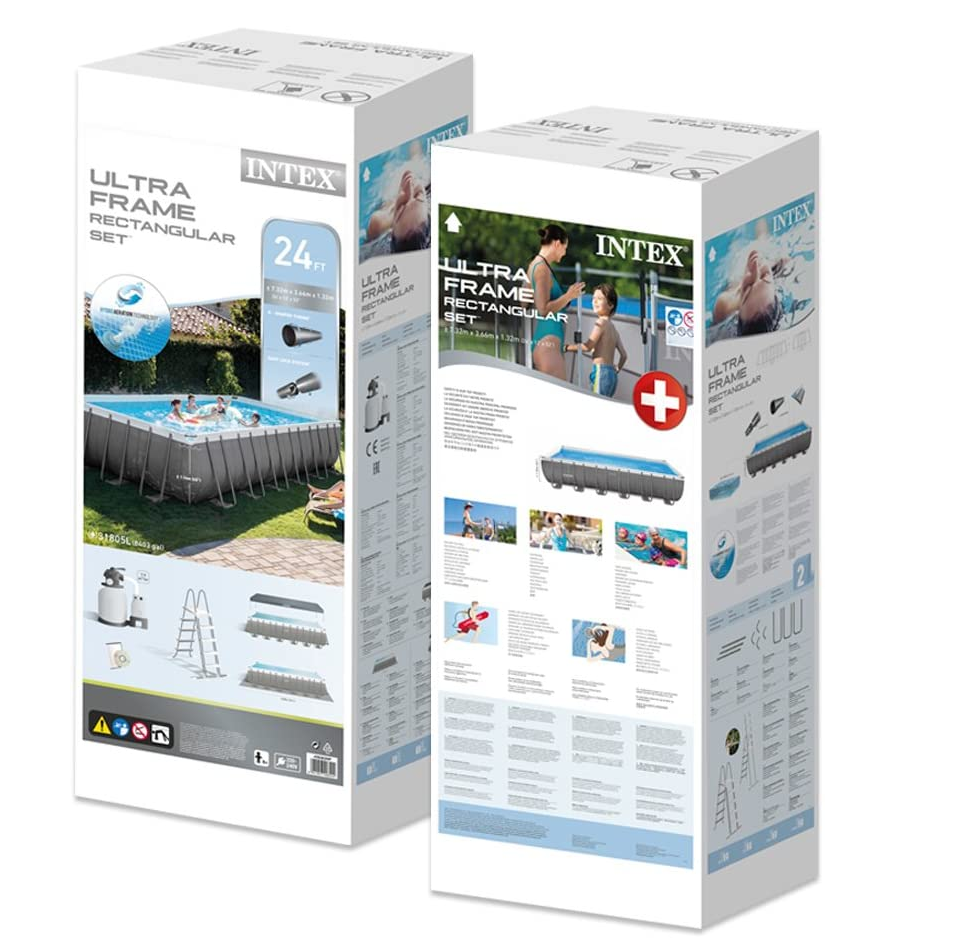 INTEX ( 24 ft x 12 ft x 52" ) Ultra XTR Frame™ Rectangular Pool Set Wi ...