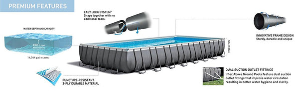 INTEX 32ft X 16ft X 52in Ultra XTR Rectangular Pool Set with Sand Filt ...