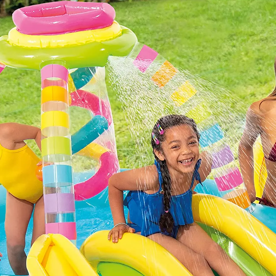 Intex Rainbow Funnel Play Center Pool For Kids (9'8"X6'3"X3'6") With S ...