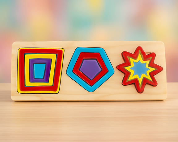 Wooden Colorful 3 Shapes Puzzle Board – thestationerycompany.pk