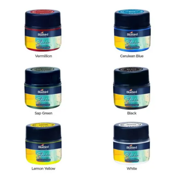 Bluebird Studio Acrylic Colours – 25 ml – Set of 6 Primary Shades ...