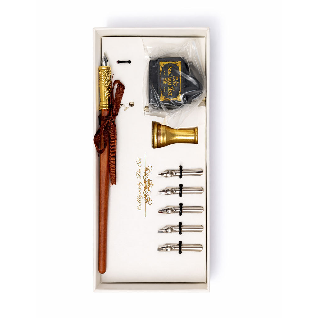 Classic Wooden Calligraphy Pen Set – Gift Box Edition ...
