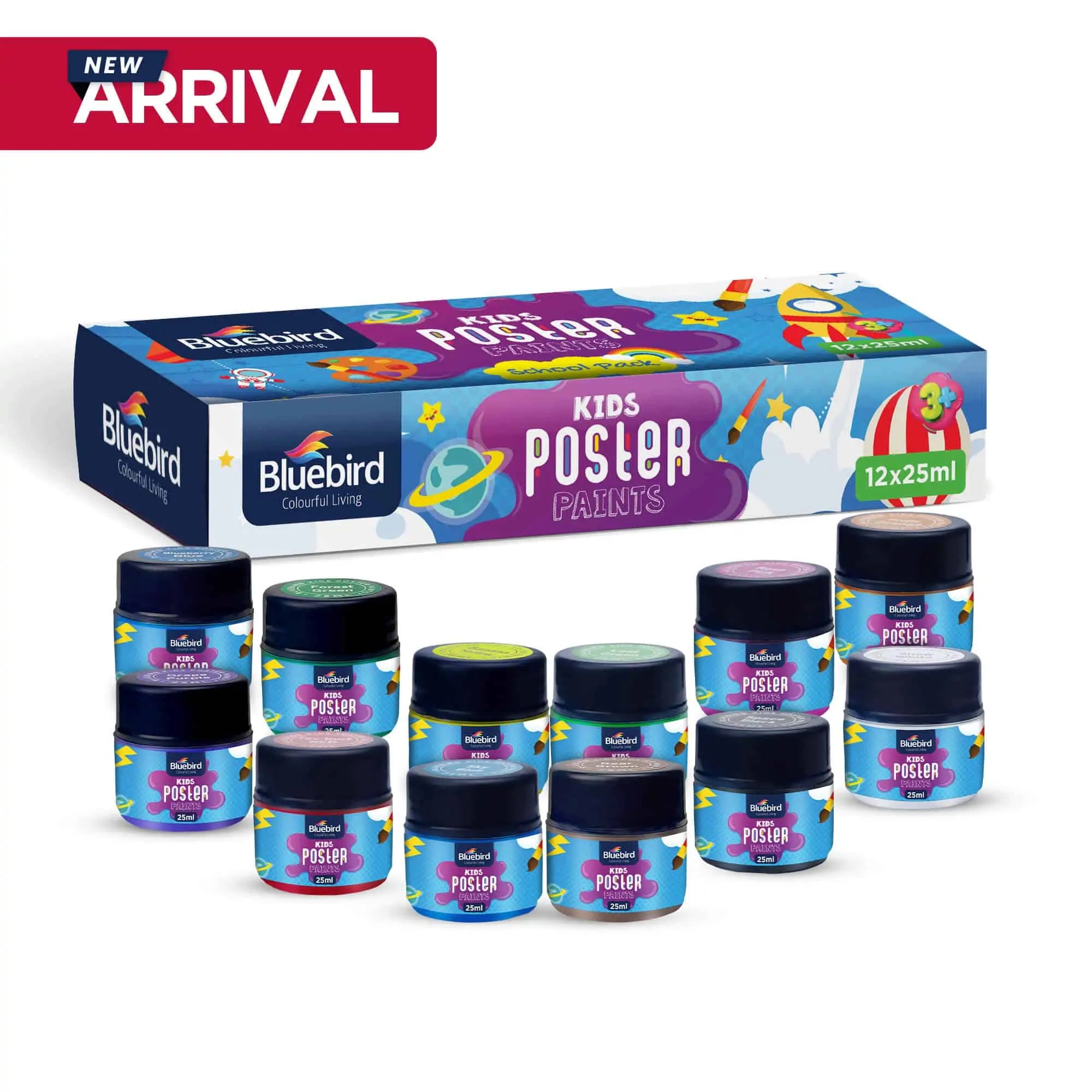 Kids Poster Paints School Pack – 25 ml – Set of 12 ...