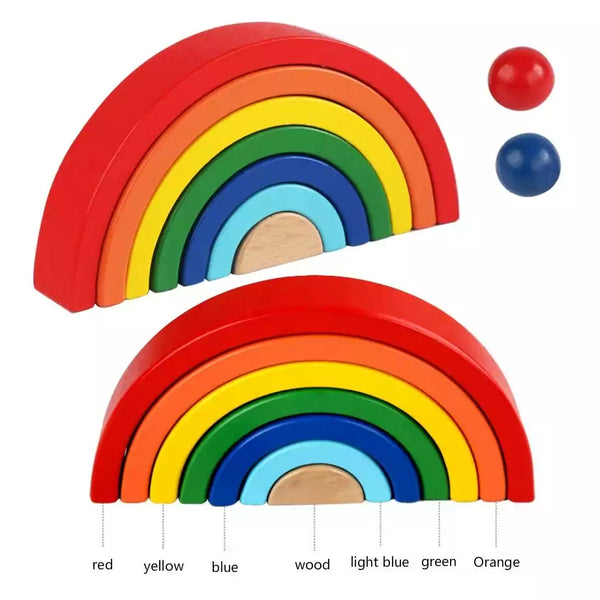 Rainbow Wooden Blocks Stacking – thestationerycompany.pk