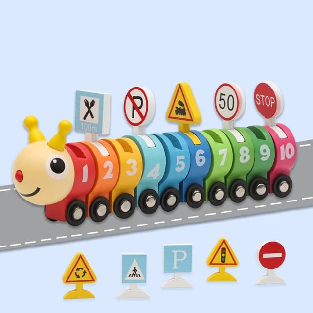 Wooden Caterpillar Train Set Learning Toy – thestationerycompany.pk