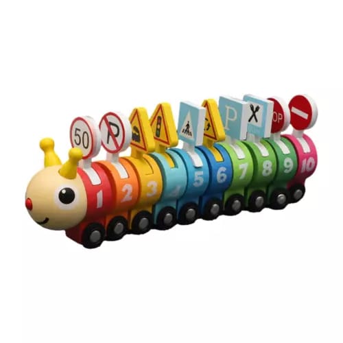 Wooden Caterpillar Train Set Learning Toy – thestationerycompany.pk