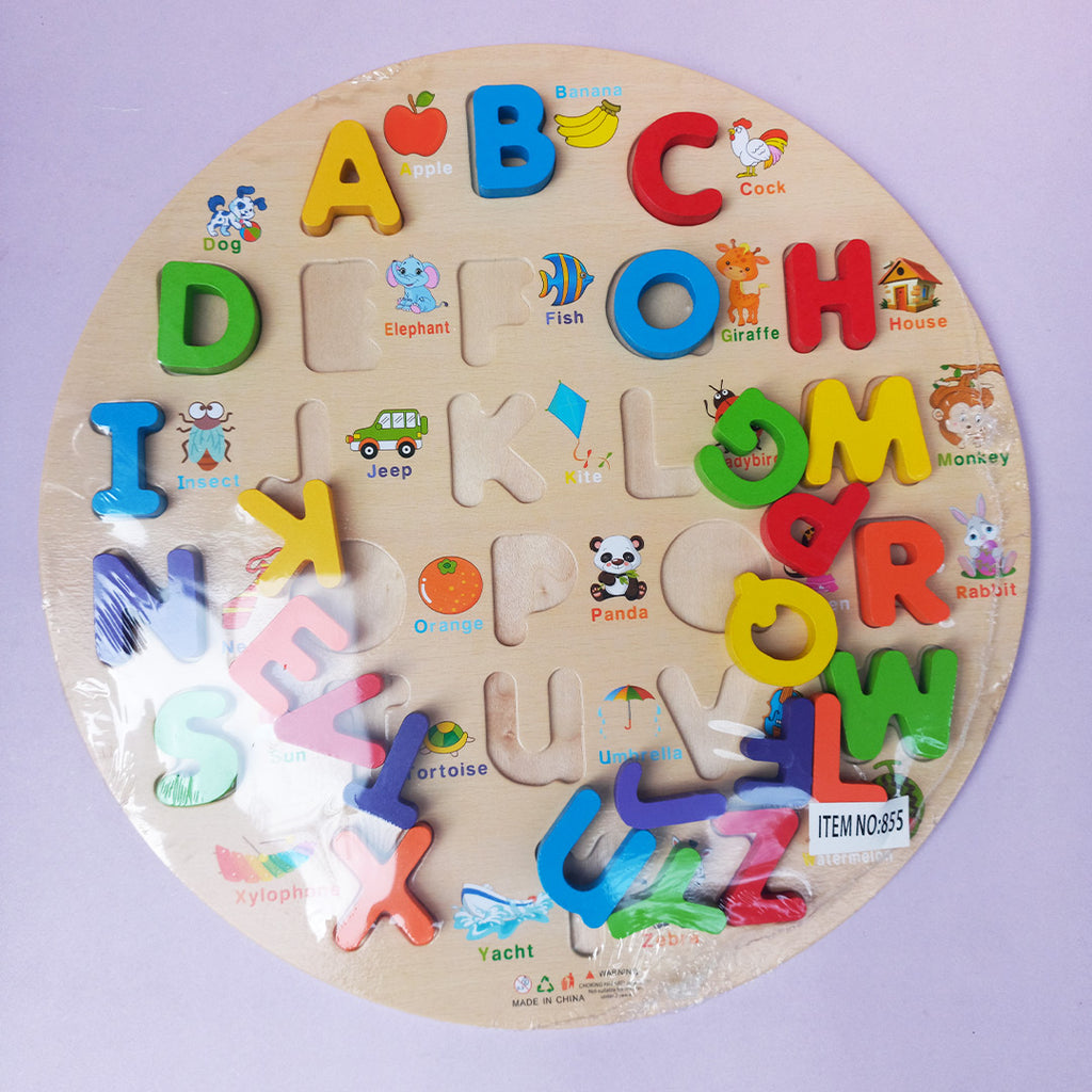 Wooden Alphabets Round Puzzle Board – thestationerycompany.pk