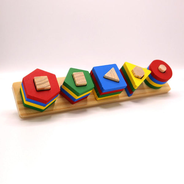 Wooden Geometric Shape Learning Paired Blocks Toys For Kids ...