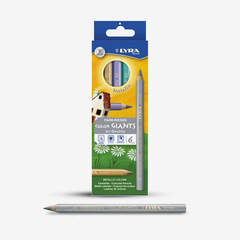 Lyra Giant Metallic Color Pencils Set Of 6 pcs – thestationerycompany.pk