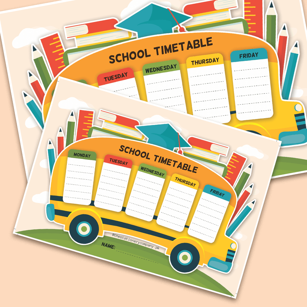 Bus Style School Time Table Planner – thestationerycompany.pk